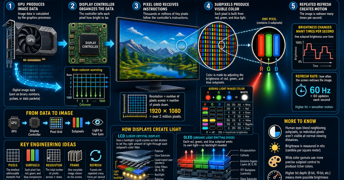 How Computer Screens Display Images Infographic | LivePhysics™