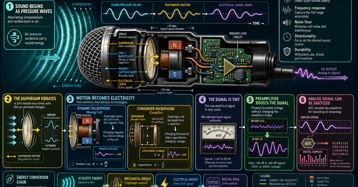 How Microphones Capture Sound Infographic | LivePhysics™