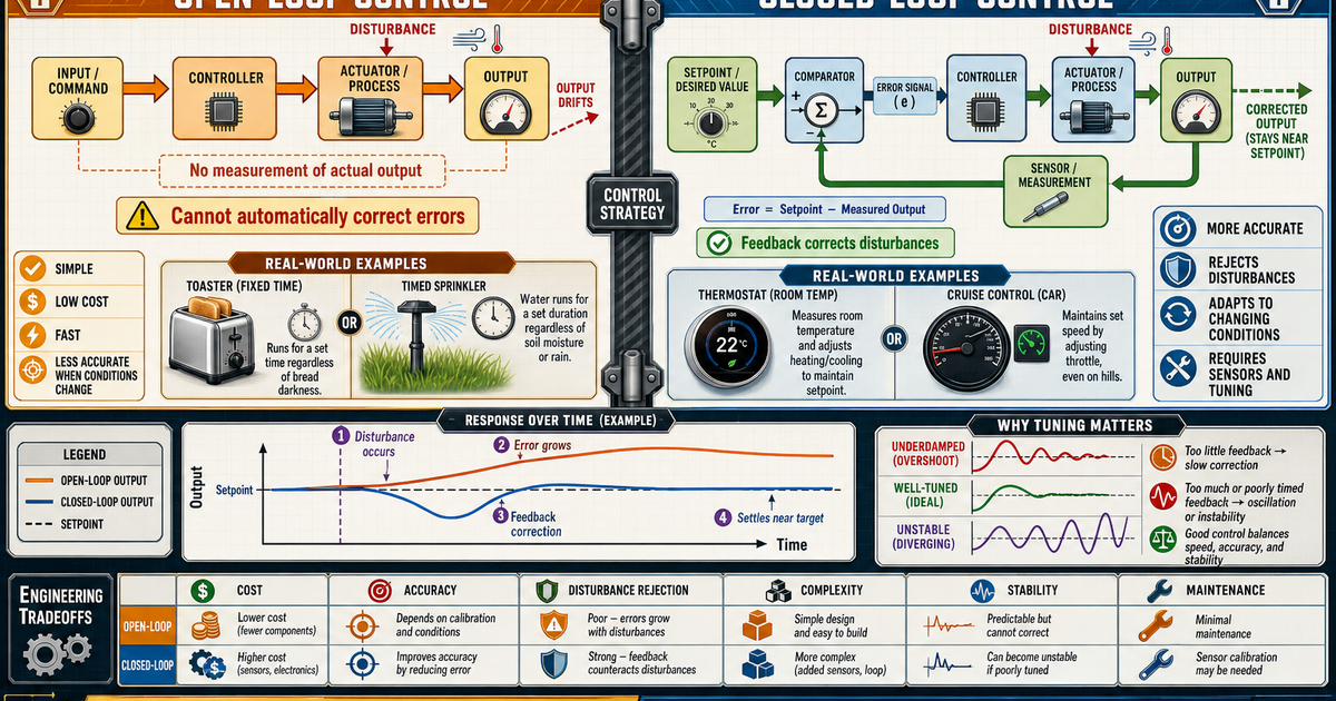 Engineering: Open-Loop vs Closed-Loop Control Infographic | LivePhysics™
