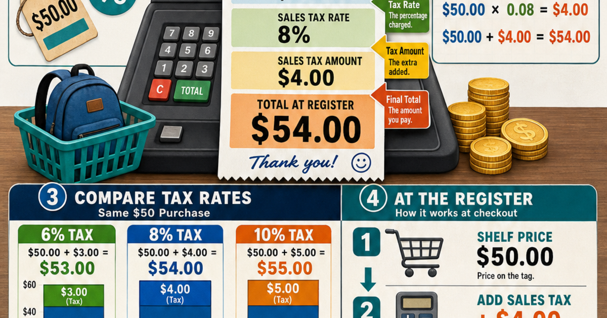 How Sales Tax Changes Final Price Infographic | LivePhysics™