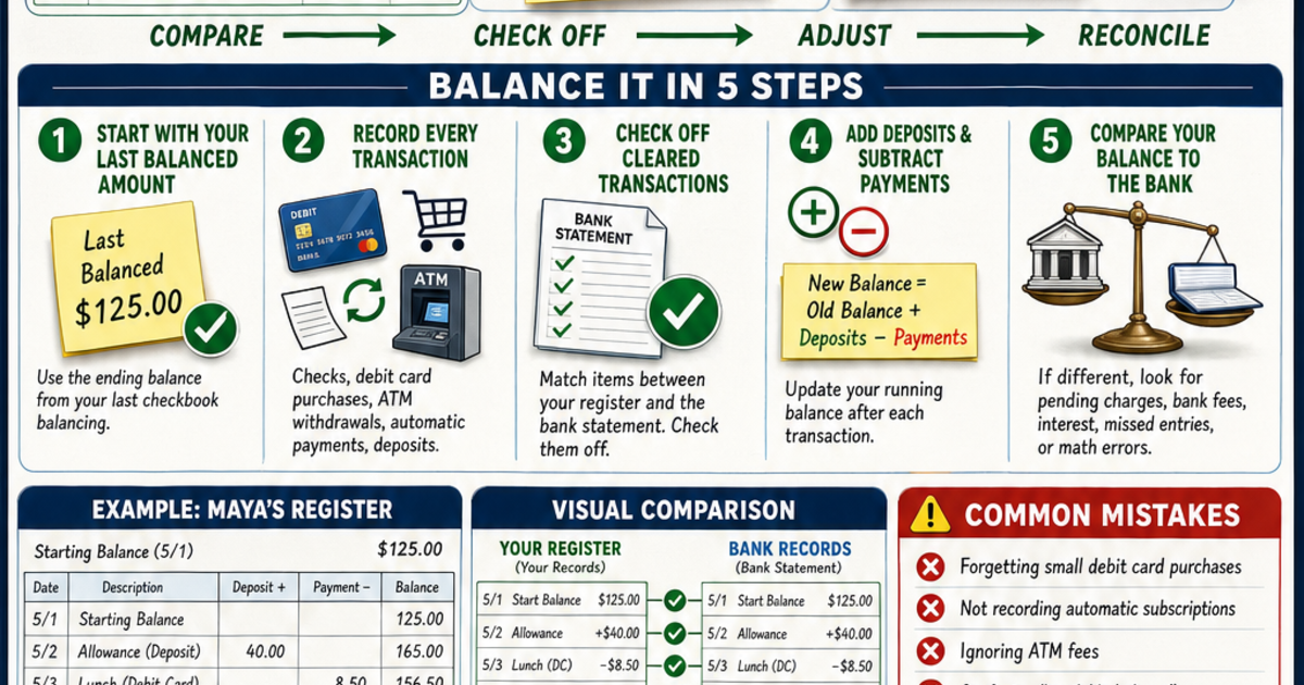 Financial Literacy: How to Balance a Checkbook Infographic | LivePhysics™