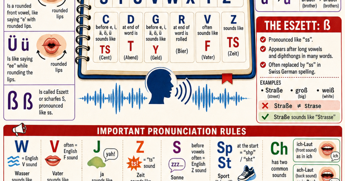 German Alphabet and Pronunciation Infographic | LivePhysics™