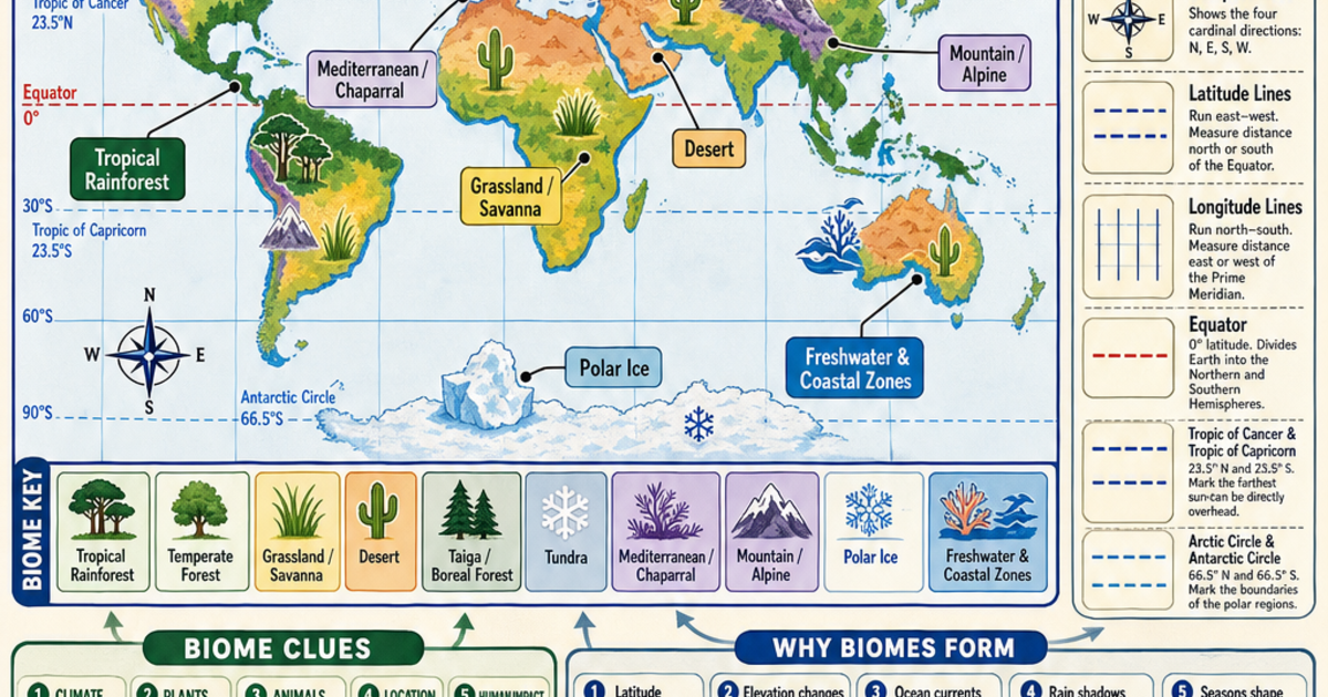Maps & Geography Skills: Biomes of the World Infographic | LivePhysics™