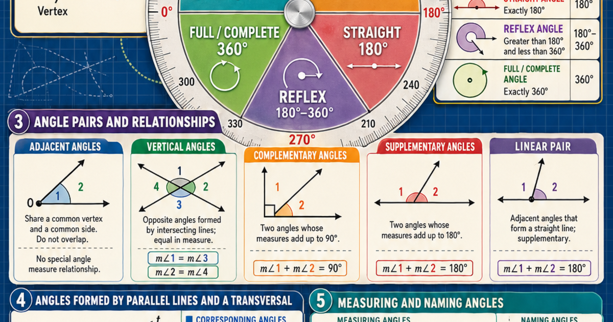 Angle Types and Angle Relationships Infographic | LivePhysics™