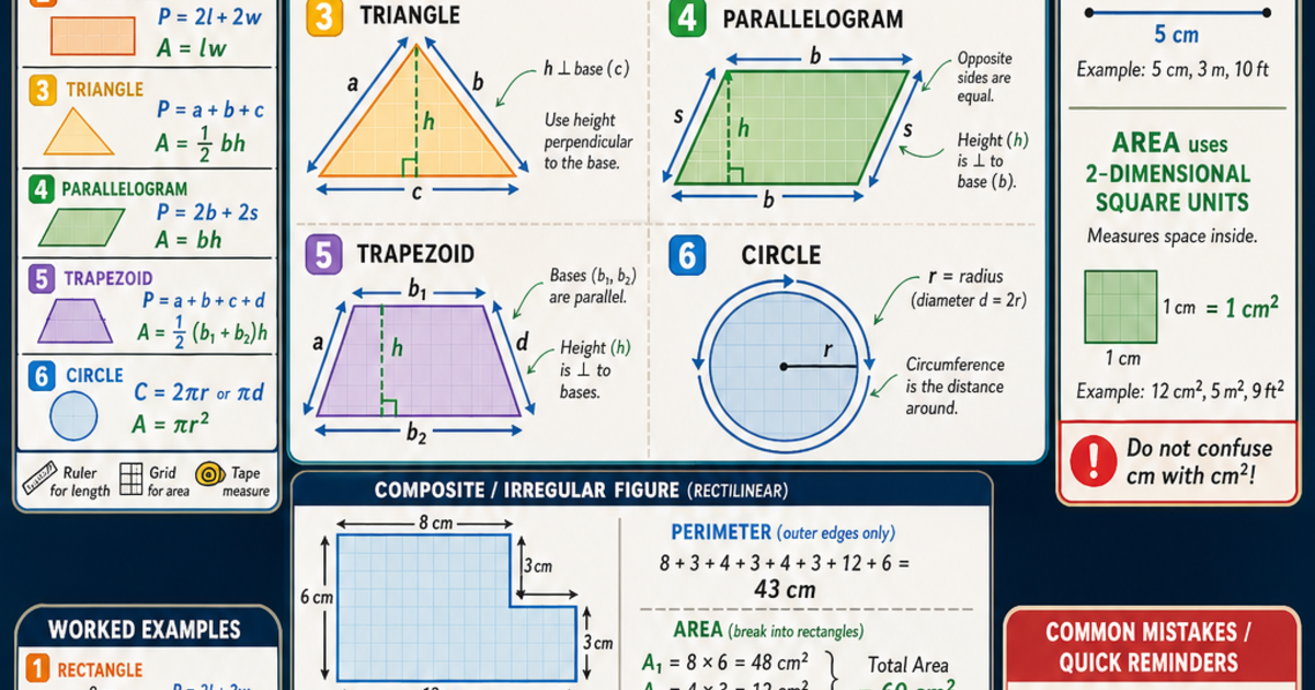 Area & Perimeter Infographic | LivePhysics™