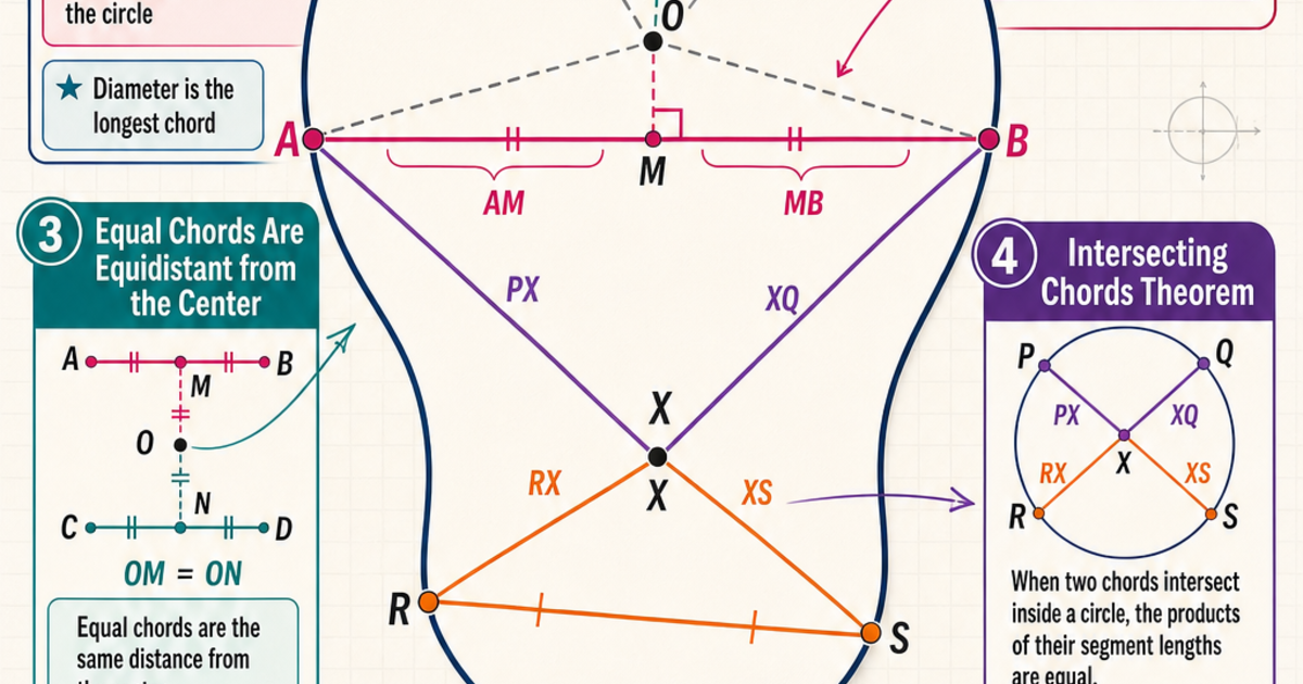 Geometry: Chord Properties Infographic | LivePhysics™