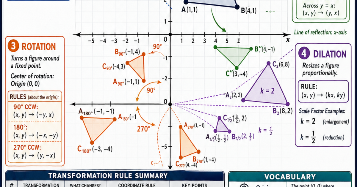 Transformations on the Coordinate Plane Infographic | LivePhysics™