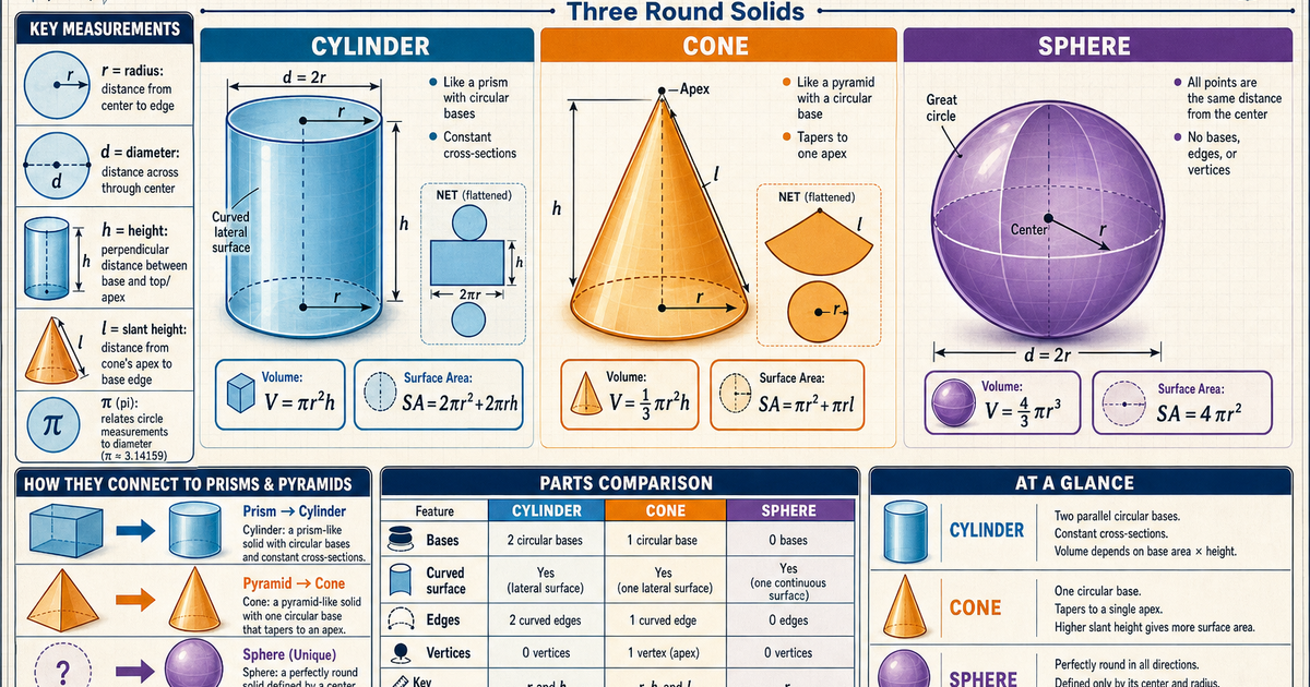 Geometry: Cylinders, Cones, and Spheres Infographic | LivePhysics™