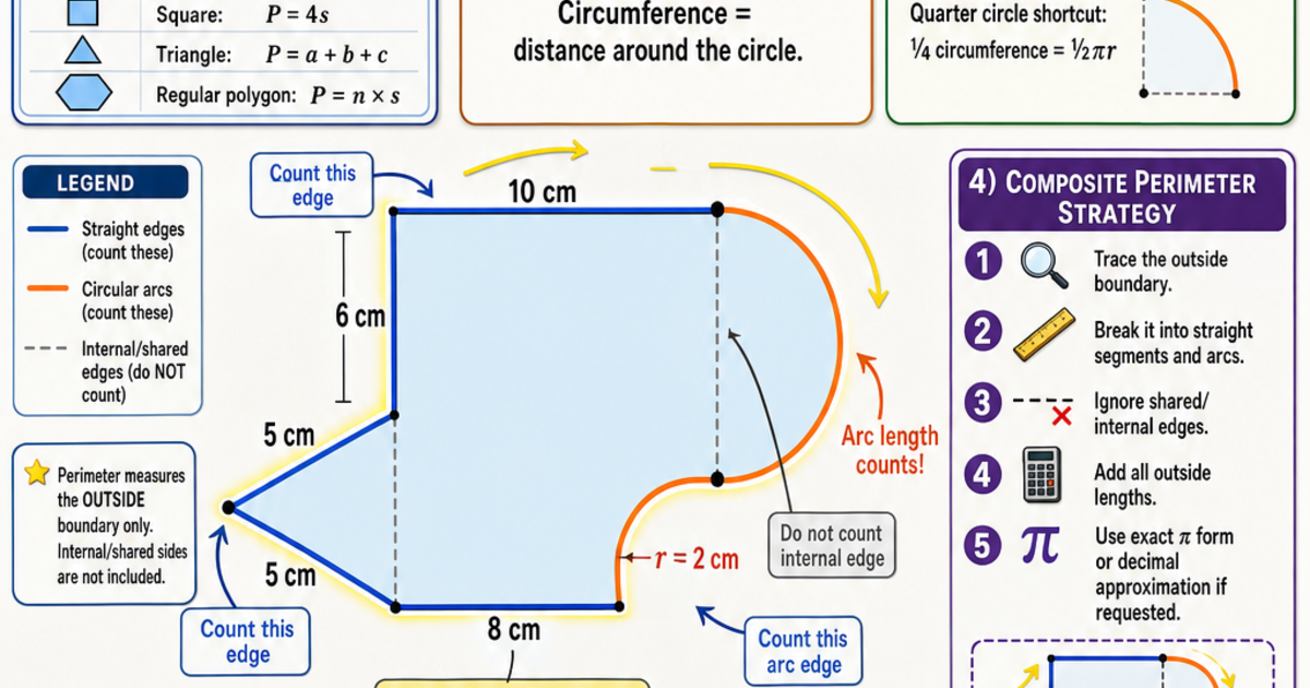 Geometry: Perimeter and Circumference Review Infographic | LivePhysics™