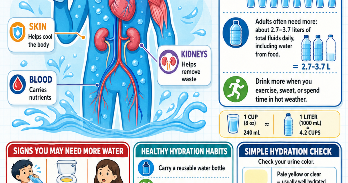 How Much Water You Need Each Day Infographic | LivePhysics™