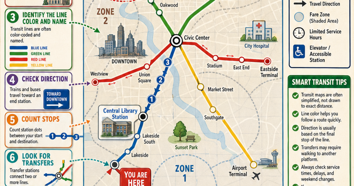 Life Skills: How to Read a Transit Map Infographic | LivePhysics™
