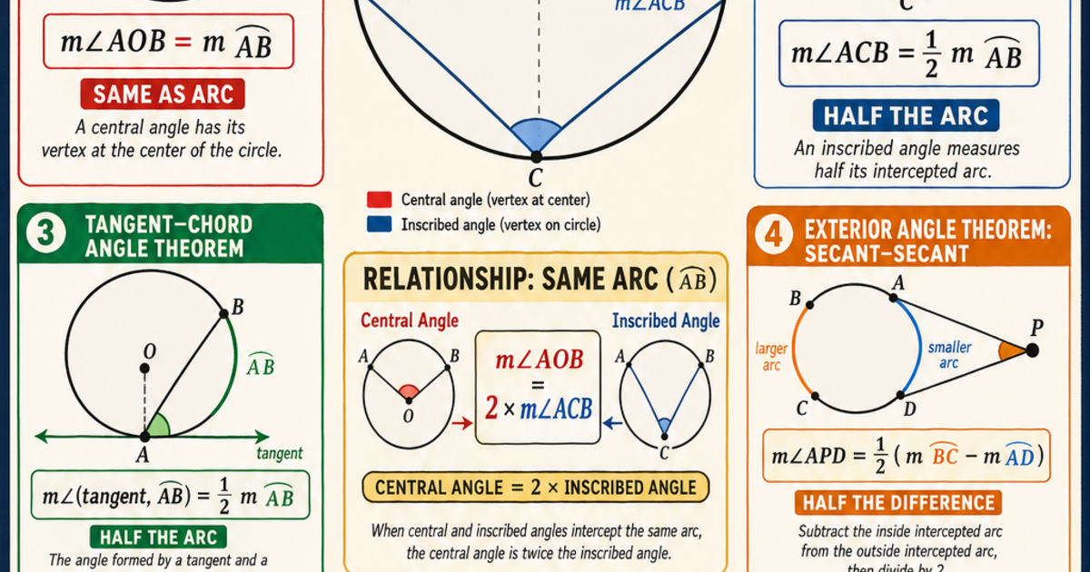 Angle Relationships in Circles Infographic | LivePhysics™