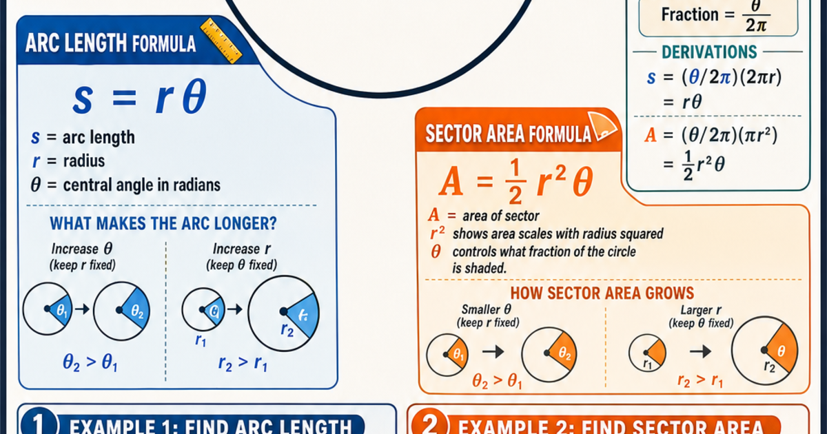Math: Arc Length and Sector Area Infographic | LivePhysics™