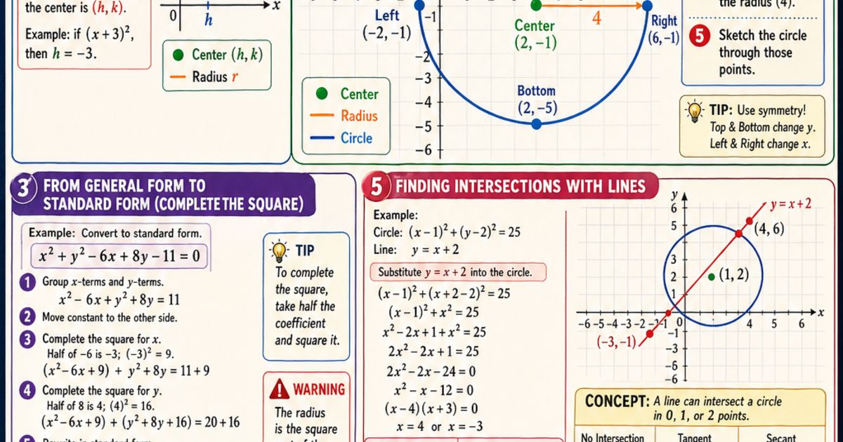 Circles in the Coordinate Plane Infographic | LivePhysics™