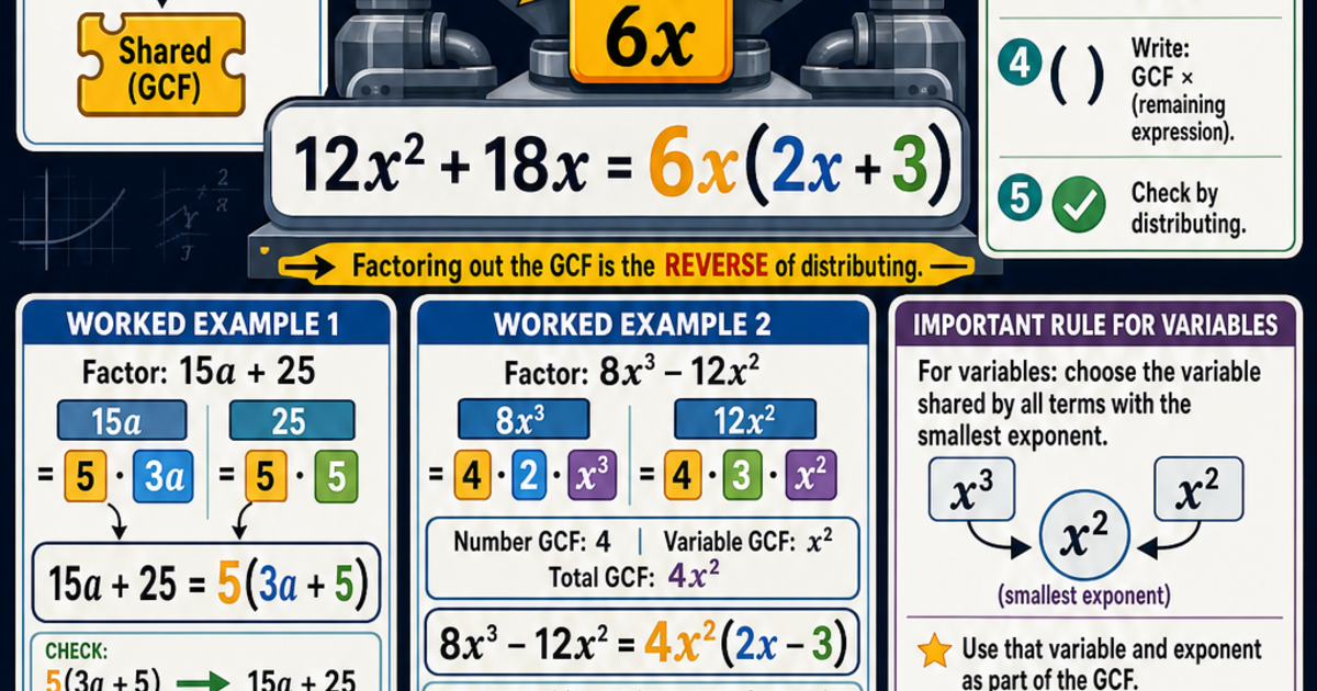 Math: Factoring Out the GCF Infographic | LivePhysics™