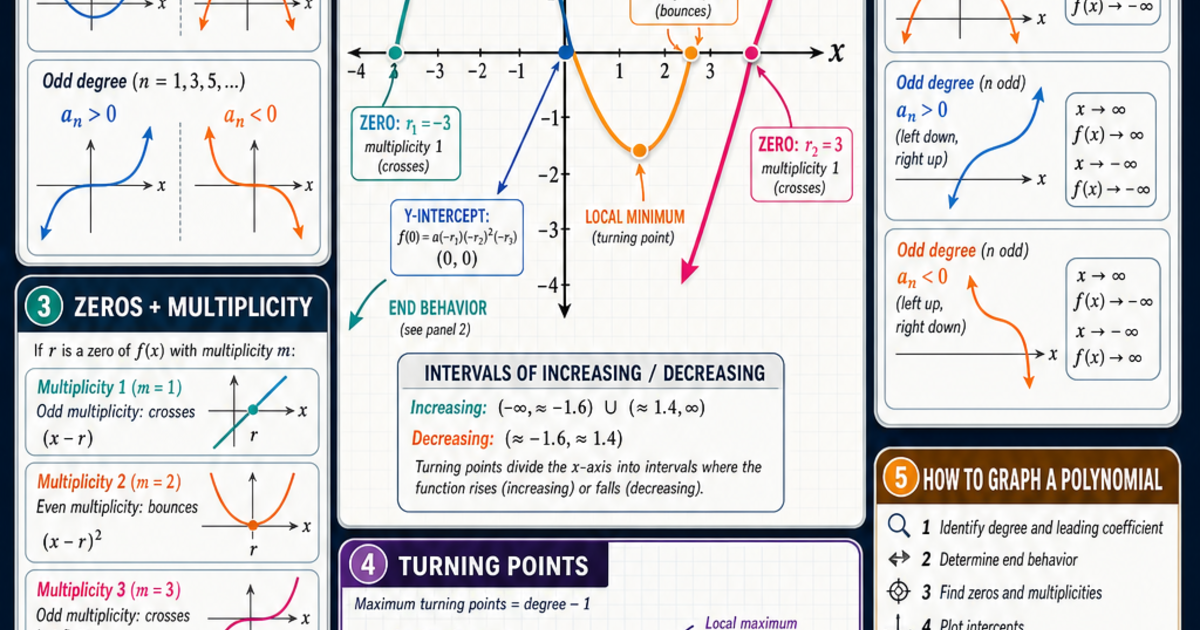 Math: Graphing Polynomial Functions Infographic | LivePhysics™