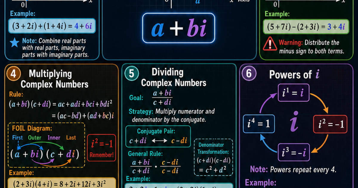 Math: Operations with Complex Numbers Infographic | LivePhysics™