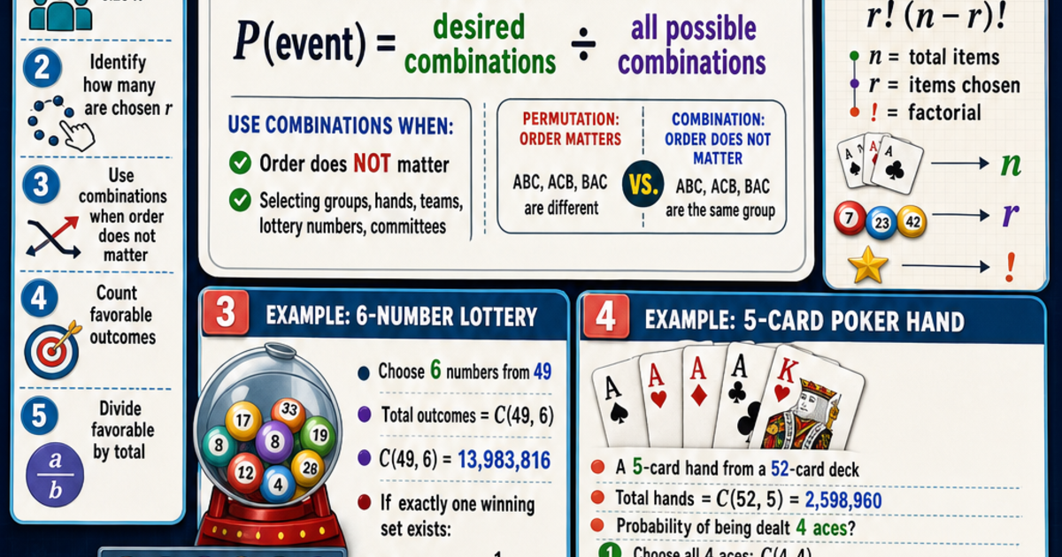 Math: Probability with Combinations Infographic | LivePhysics™