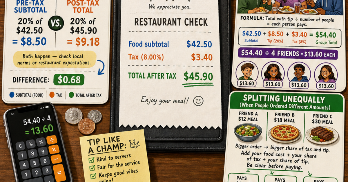 The Math of Tipping and Splitting the Bill Infographic | LivePhysics™