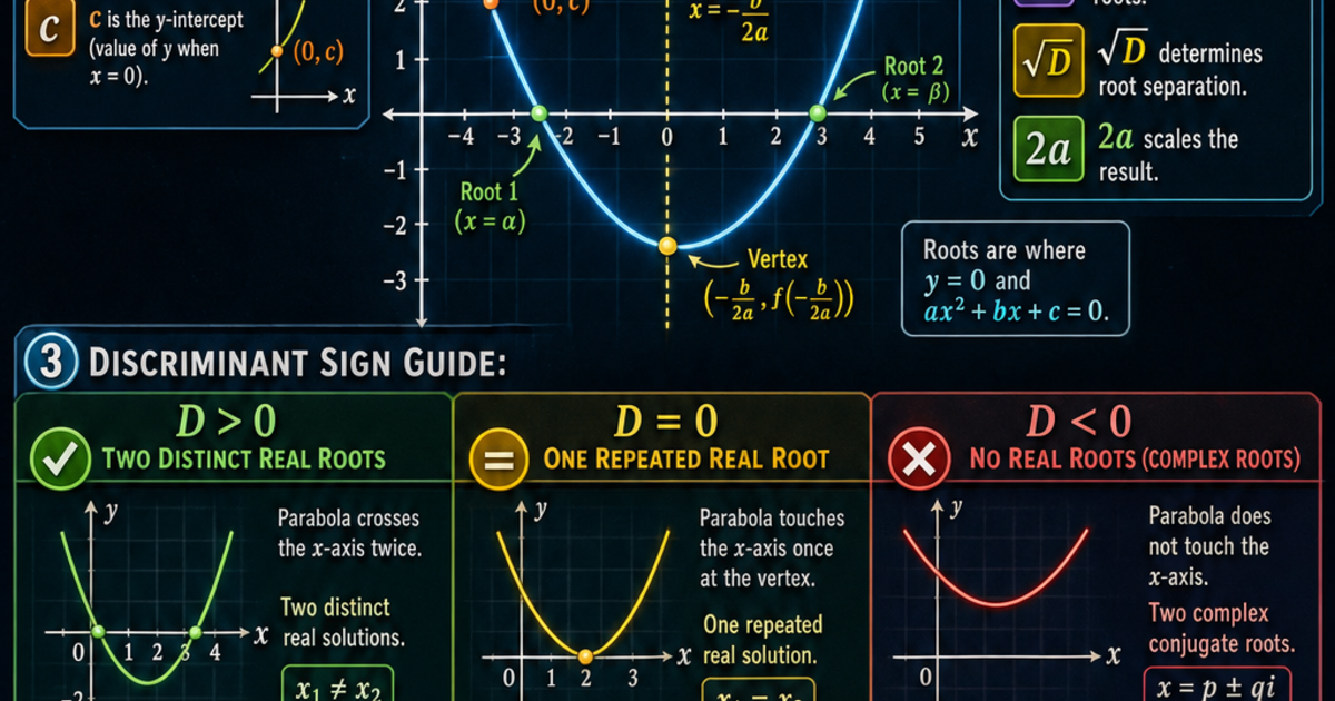 Math: The Quadratic Formula and Discriminant Infographic | LivePhysics™