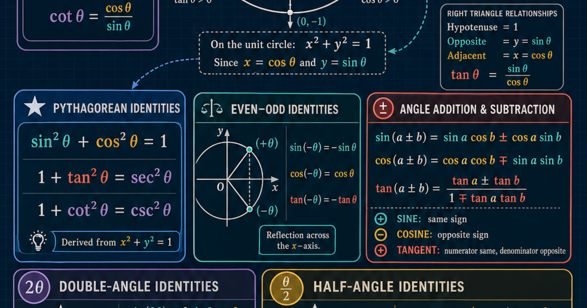 Math: Trigonometric Identities Infographic | LivePhysics™
