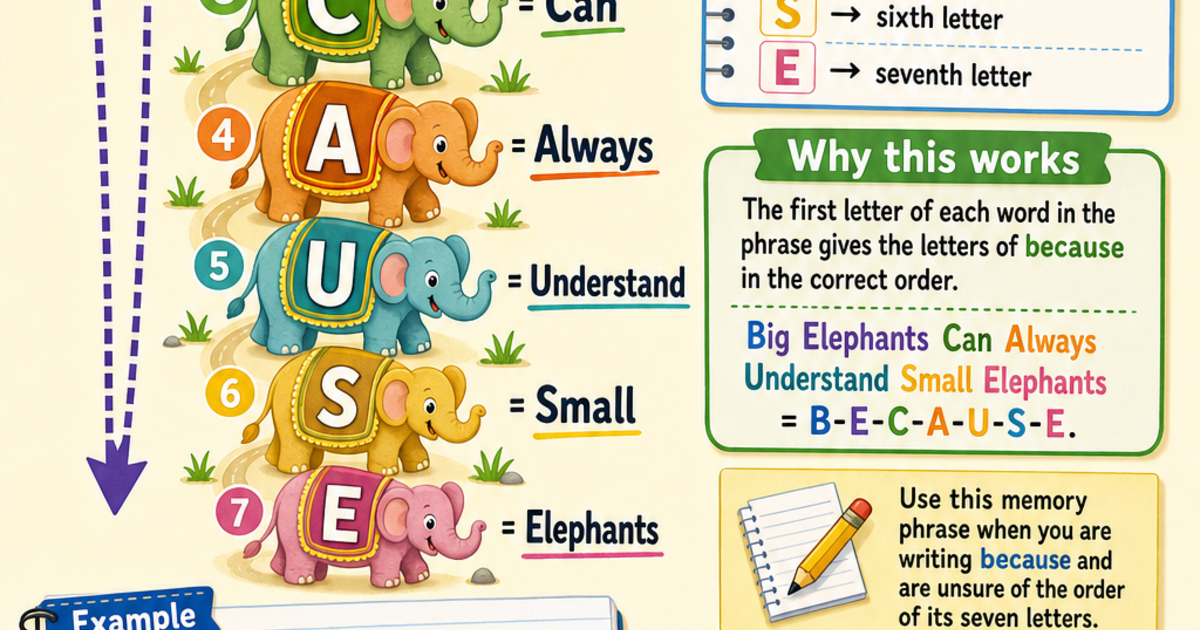 ELA: How to spell because Infographic | LivePhysics™