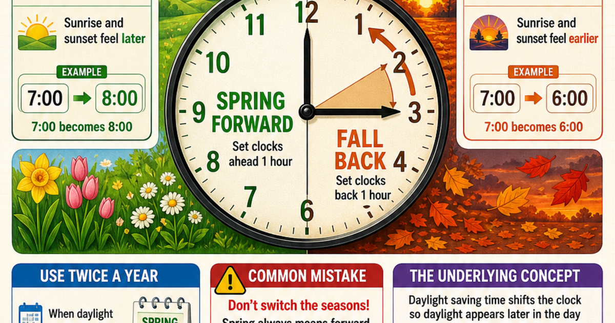 Social Studies: Which direction clocks change for daylight saving time ...