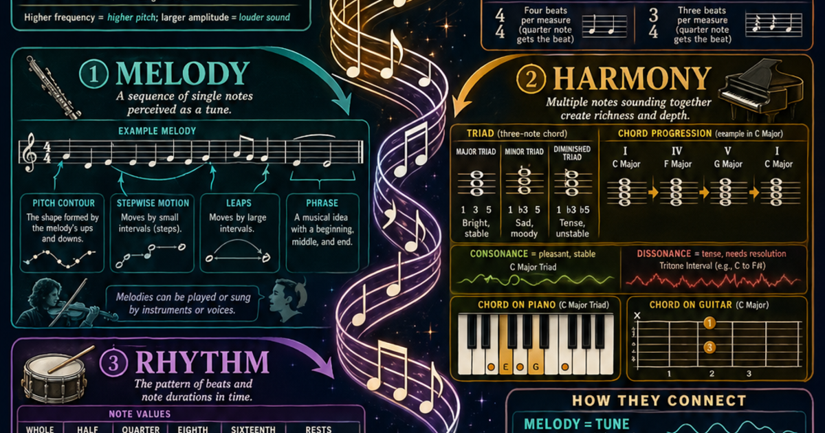 Melody, Harmony, and Rhythm Infographic | LivePhysics™
