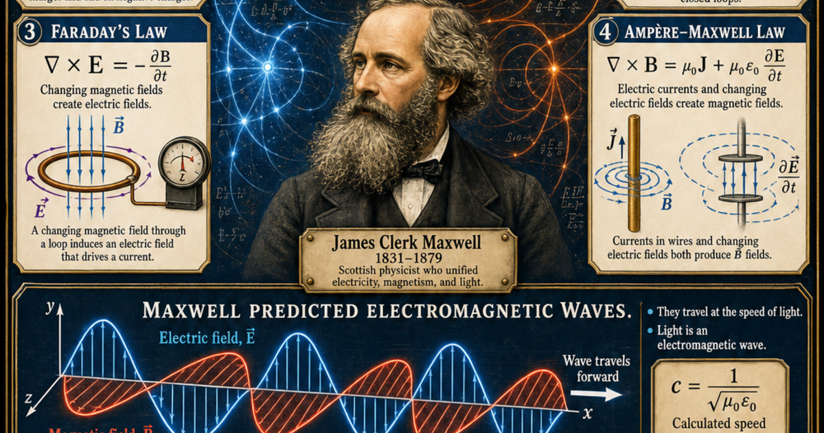 James Clerk Maxwell: Master of Electromagnetism Infographic | LivePhysics™