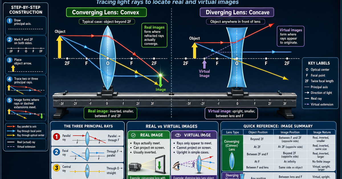 Physics: Ray Diagrams for Lenses Infographic | LivePhysics™