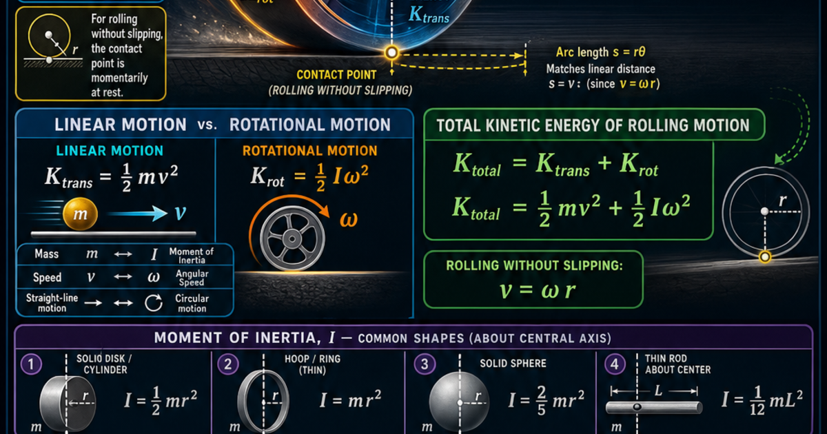 Physics: Rotational Kinetic Energy Infographic | LivePhysics™