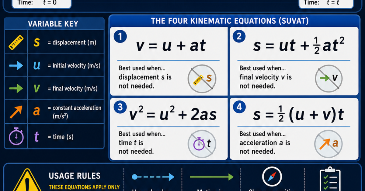 Physics: The Kinematic Equations Infographic | LivePhysics™