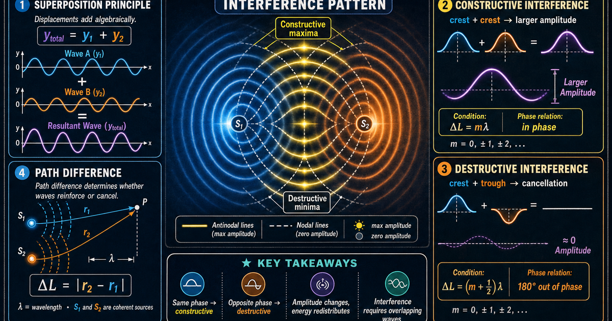 Physics: Wave Superposition and Interference Infographic | LivePhysics™