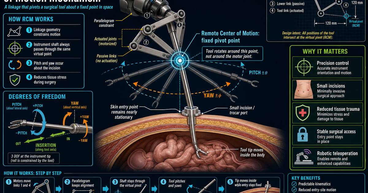 Robotics: Remote Center of Motion Mechanism Infographic | LivePhysics™