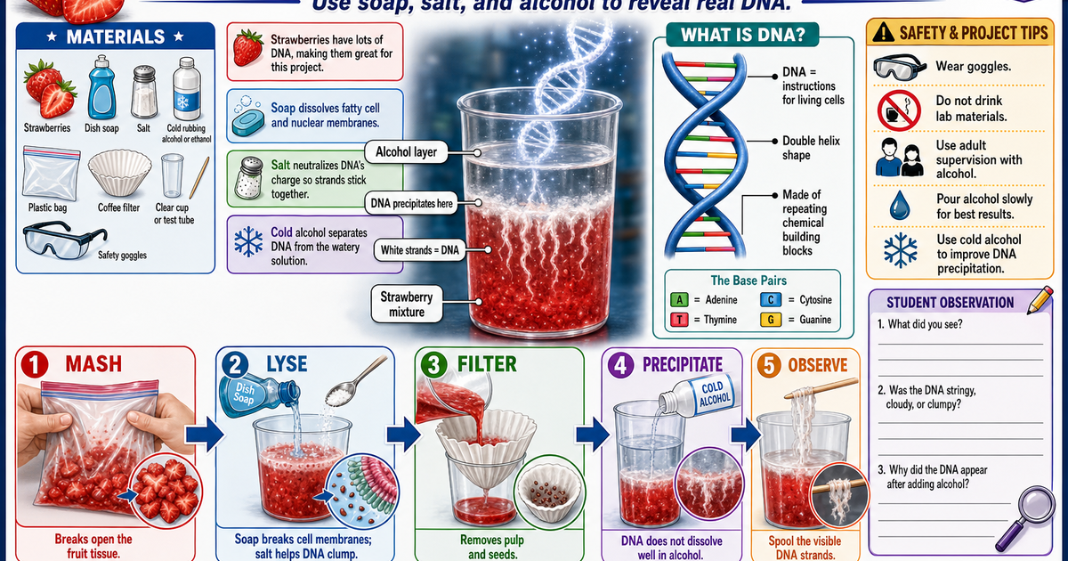 DNA Extraction from Strawberries Project Infographic | LivePhysics™