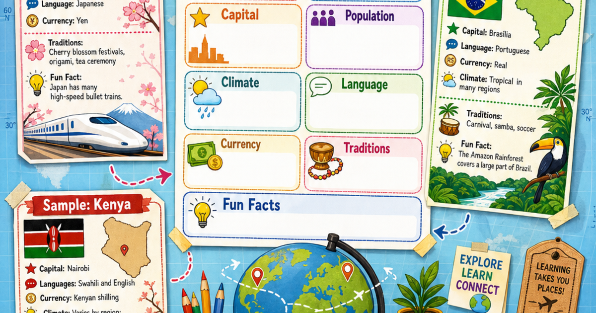 Country Research Poster Project Ideas Infographic | LivePhysics™