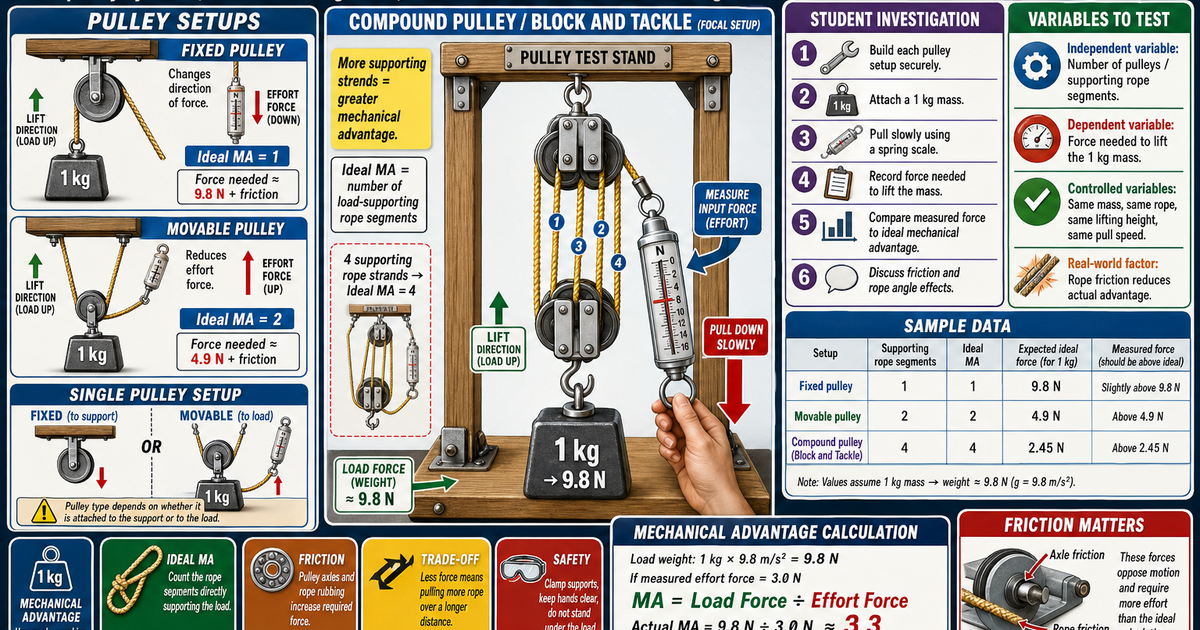 Mechanical Advantage Pulley Project Infographic | LivePhysics™