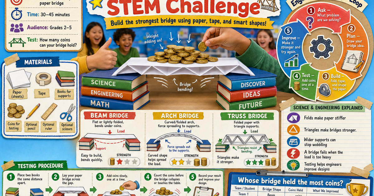 Paper Bridge STEM Challenge Infographic | LivePhysics™