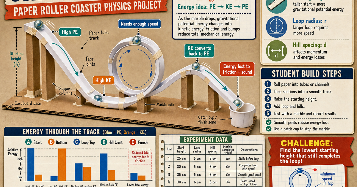 Paper Roller Coaster Physics Project Infographic | LivePhysics™