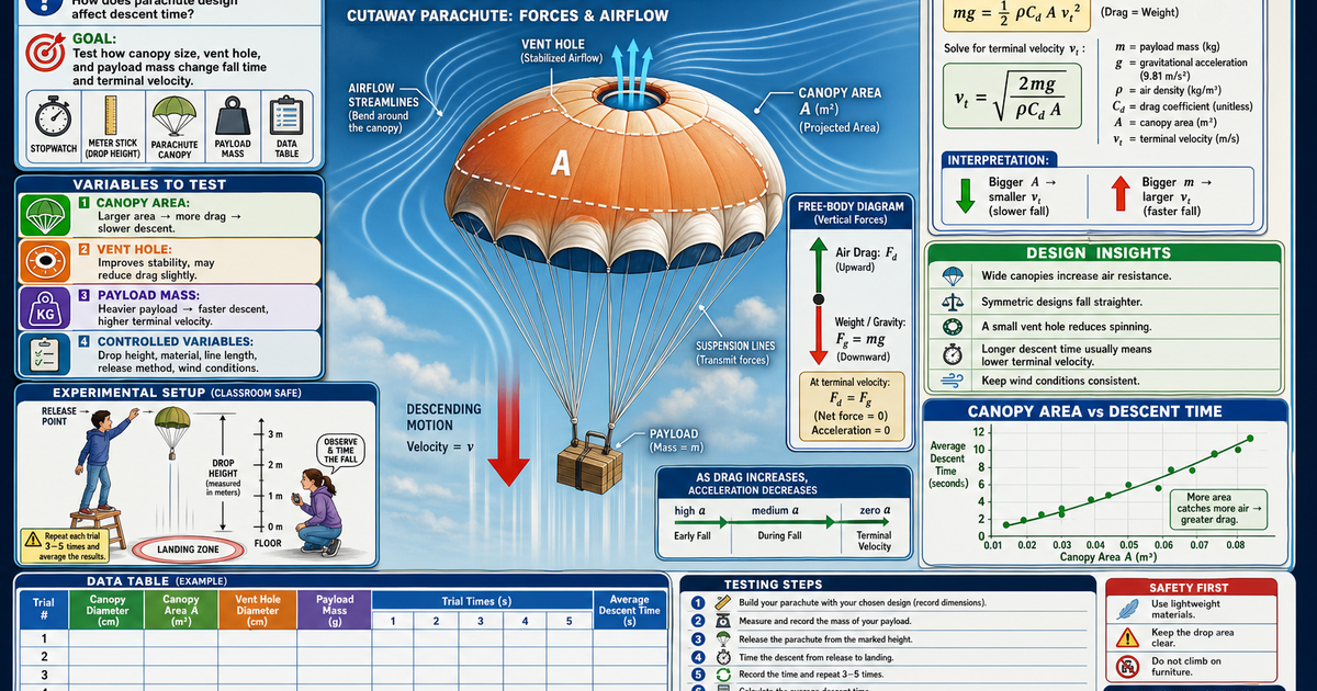 Parachute Design and Air Resistance Project Infographic | LivePhysics™