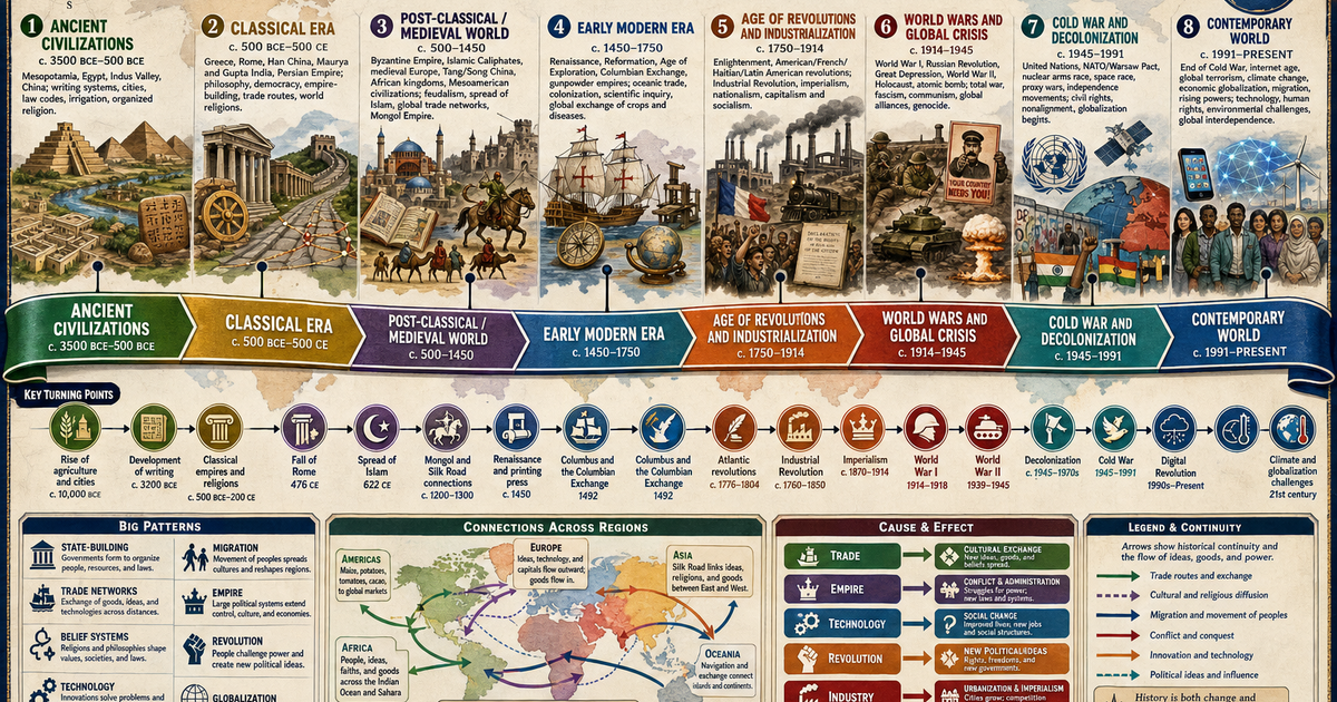 World History Timeline for High School Infographic | LivePhysics™