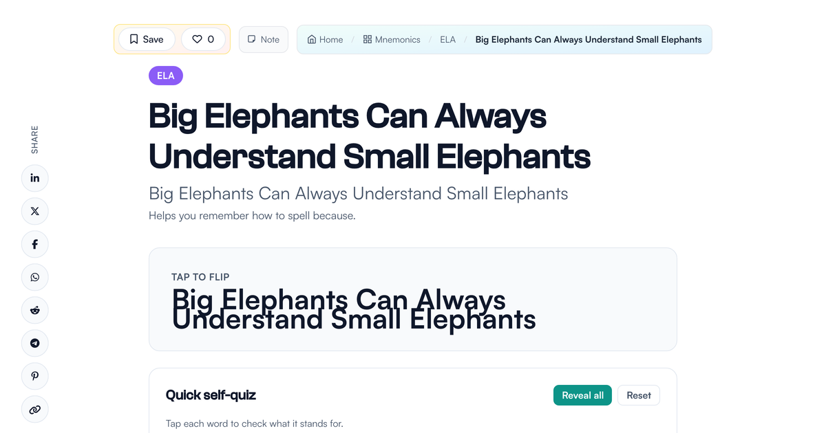 Big Elephants Can Always Understand Small Elephants Mnemonic | LivePhysics™