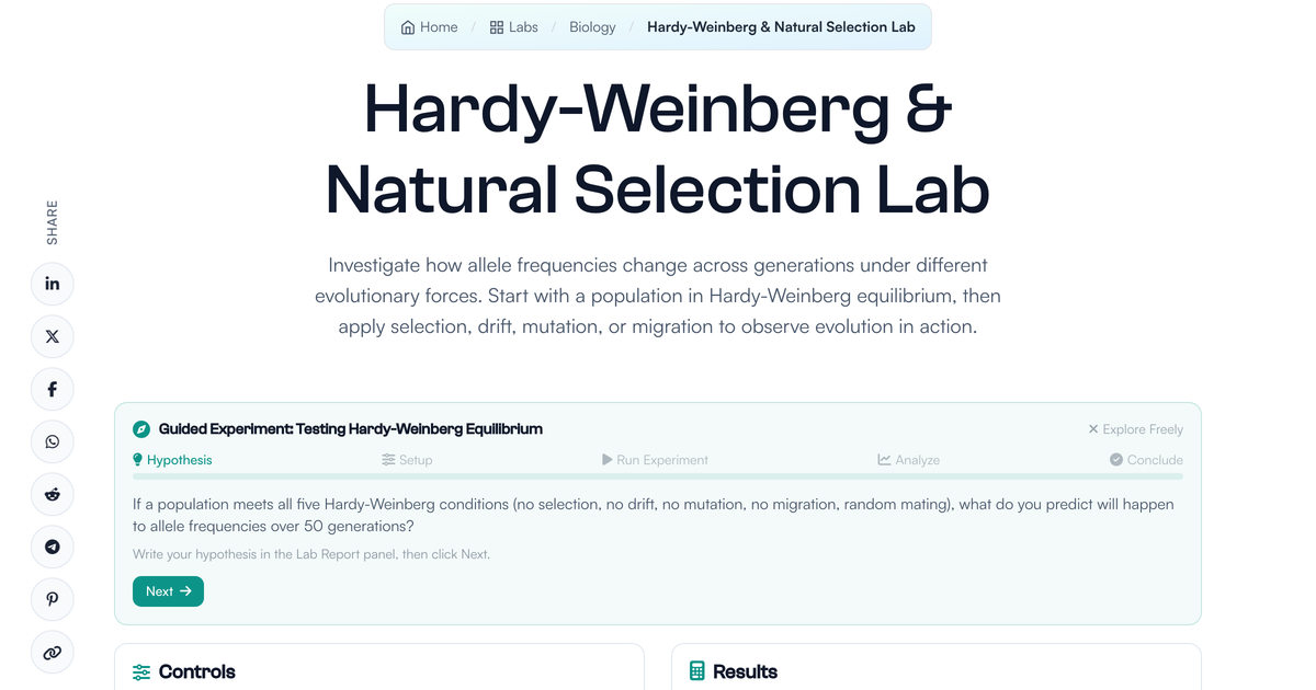 Hardy-Weinberg & Natural Selection Lab | LivePhysics™