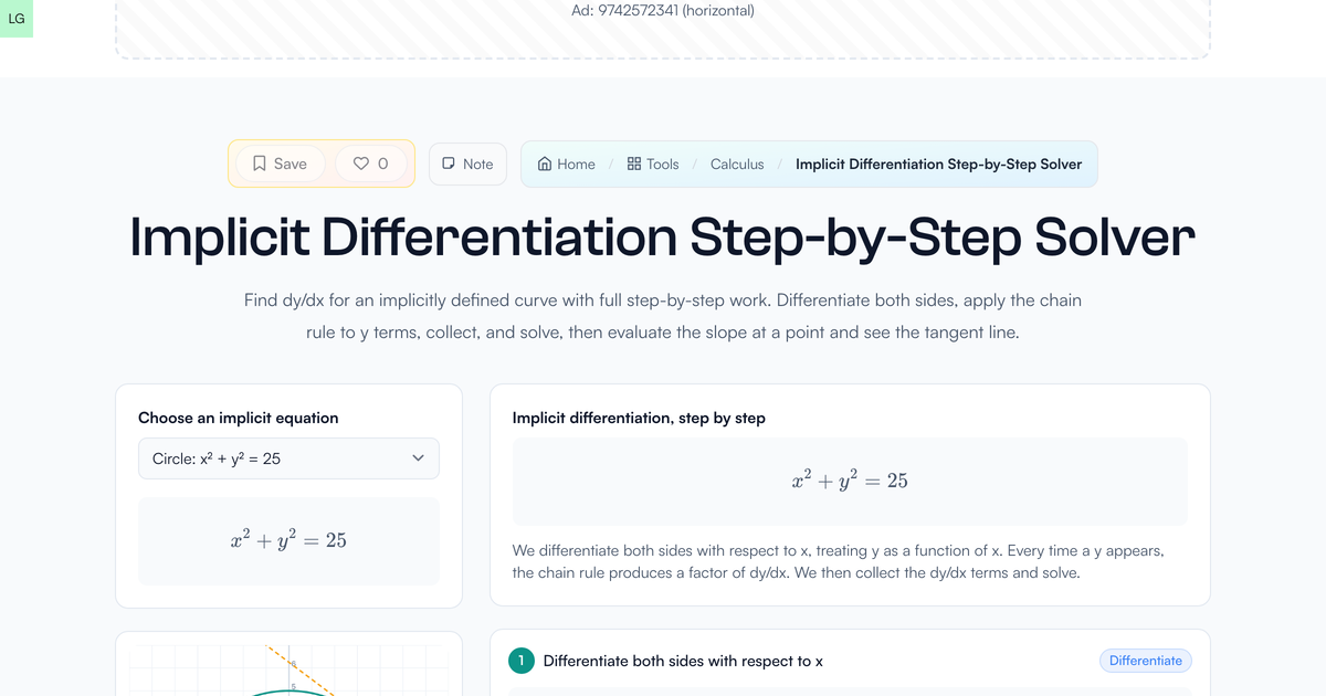 Implicit Differentiation Step-by-Step Solver | LivePhysics
