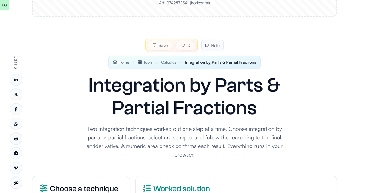 Integration by Parts & Partial Fractions Step-by-Step | LivePhysics™