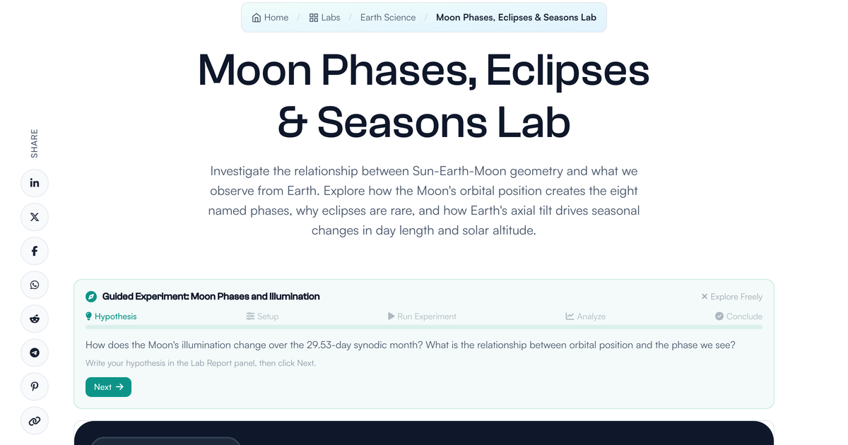 Moon Phases, Eclipses & Seasons Lab | LivePhysics™