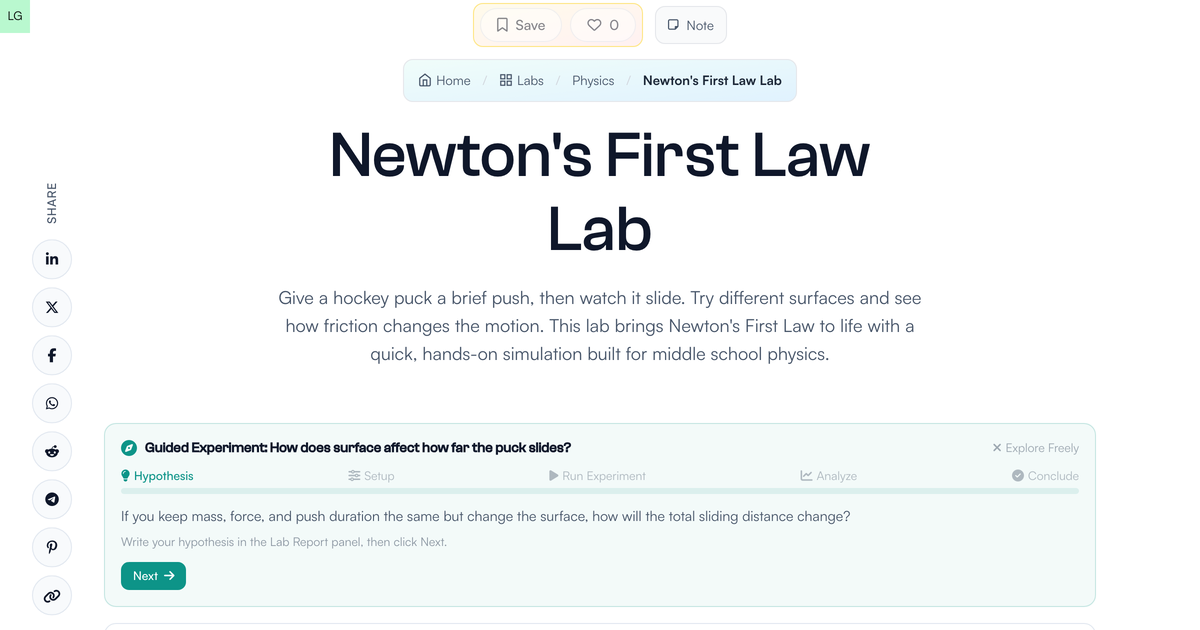 Newton's First Law Lab | LivePhysics