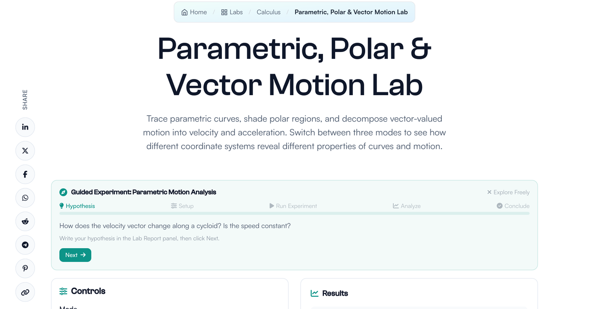 Parametric, Polar & Vector Motion Lab | LivePhysics™